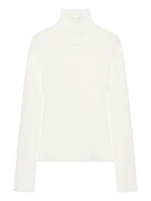 COURREGES Courrèges Ribbed V-Line Turtleneck Sweater With Embroidered Logo