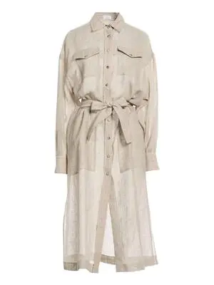 Brunello Cucinelli Metallic Shirt Dress - Nude