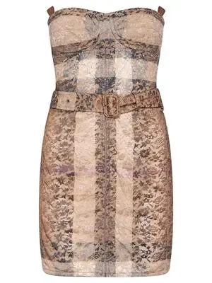 Burberry Lace Strapless Bodycon Dress - Light Brown