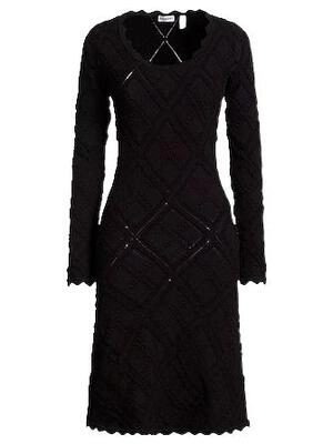 Burberry Long Sleeve Knit Midi Dress - Black