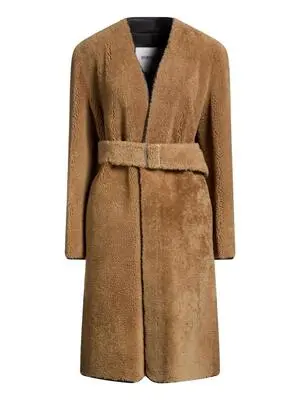Burberry Shearling Belted Coat - Brown