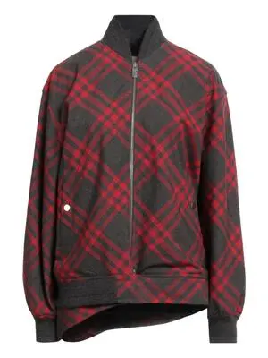 Burberry Two-tone Plaid Zip-up Baseball Jacket - Red