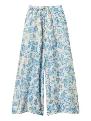 TWINSET Floral Print Palazzo Trousers - Blue