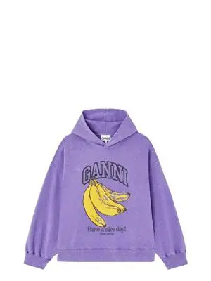 GANNI Vintage Wash Banana Print Hoodie - Purple