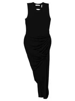 Helmut Lang Asymmetrical Draped Maxi Dress - Black