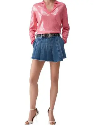Liu Jo Liu Jo Sequin Embellished V-Neck Sweater Pink