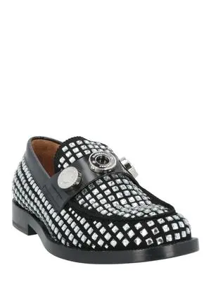 Burberry Embellished Leather Loafers - Black