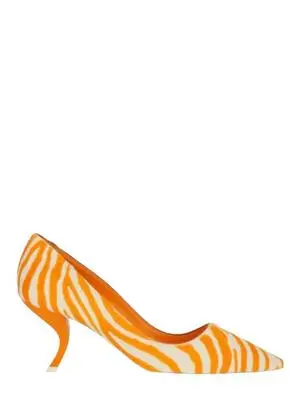 ROGER VIVIER Zebra Print Pointed Toe Pumps - Orange