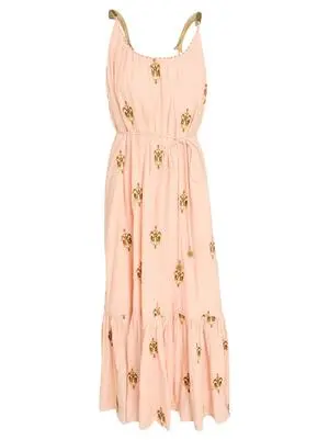 FARM RIO Farm Rio Sleeveless Embroidered Maxi Dress With Belted Waist