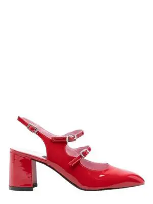 CAREL Patent Leather Buckle Strap Pumps - Red