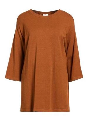 Max Mara Knitted Oversized Crewneck Top With Half Belt - Brown