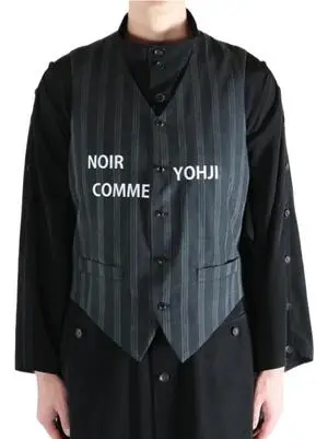 Yohji Yamamoto Striped Waistcoat - Black