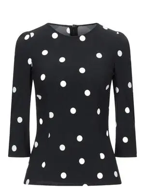Dolce & Gabbana Polka Dot 3/4 Sleeve Crepe Top - Black