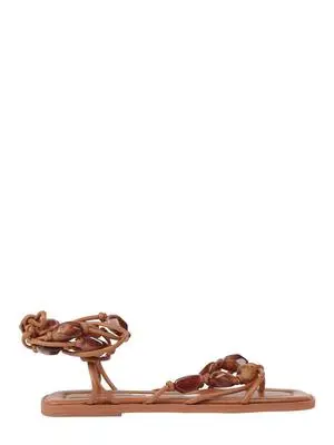 FARM RIO Farm Rio Strappy Flat Sandals With Embellished Detail