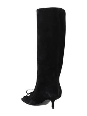 Burberry Suede Pointed Toe Boots With Shiny Decoration - Black