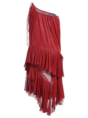 Burberry One-shoulder Dress In Metallic Crepe With Ruffles - Red