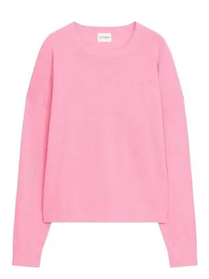 Closed Crew Neck Long Sleeve Sweater - Pink