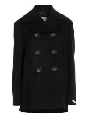 Sportmax Double-breasted Long-sleeve Coat - Black