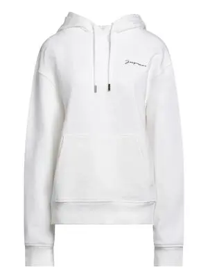 Jacquemus Solid Color Fleece Hooded Track Jacket - White