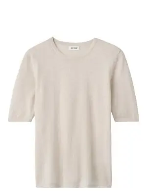 Soft Goat Short Sleeve Knit T-shirt - Chalk