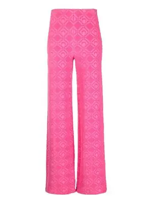MARINE SERRE Logo Jacquard Flare Track Pants - Pink