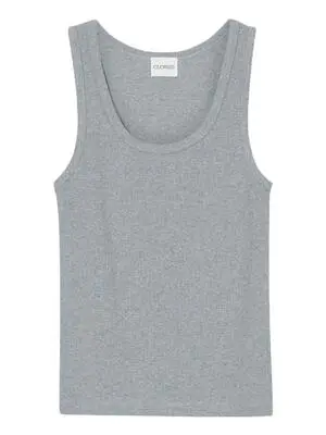 Closed Ribbed Tank Top - Gray