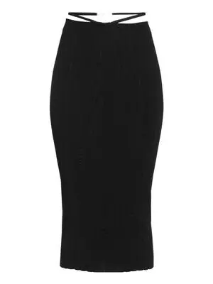 Jacquemus Ribbed Knit Midi Skirt - Black