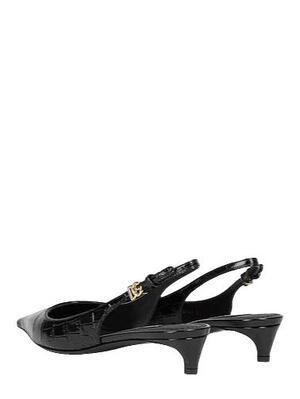 Dolce & Gabbana Crocodile-embossed Slingback Kitten Heels - Black