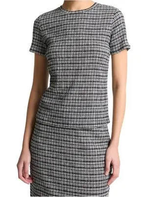 Vince Check Knit Top - Gray
