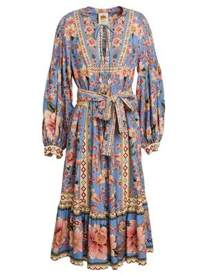 Farm Rio Bohemian Floral Print Maxi Dress - Blue