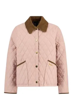 Barbour Short Diamond-quilted Jacket With Corduroy Collar - Nude