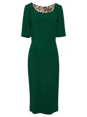Dolce & Gabbana Round Neck Short Sleeve Dress With Slit - Green