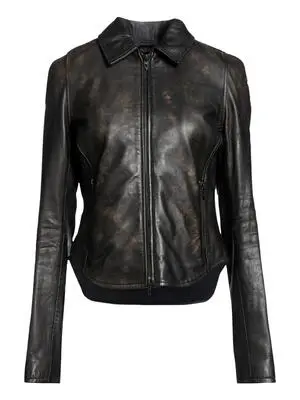 DIESEL® Leather Zip-up Jacket - Black