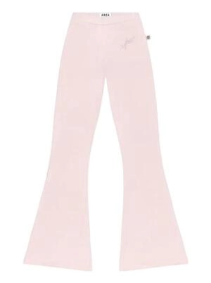 AREA Rhinestone Logo Flared Sweatpants - Pink