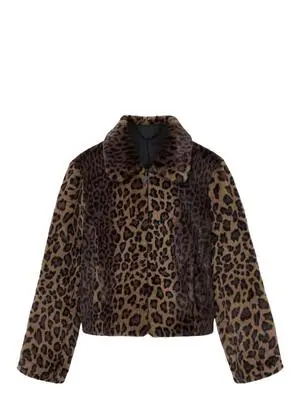 ALLSAINTS Leopard-print Zip-up Cropped Jacket - Leopard Brown