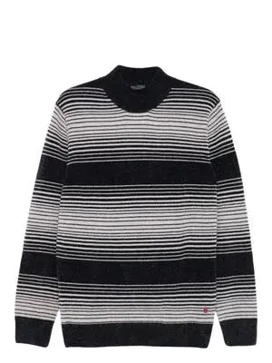 Liu Jo Striped Mock Neck Sweater - Black