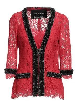 Dolce & Gabbana Lace Zip-up Coat - Red