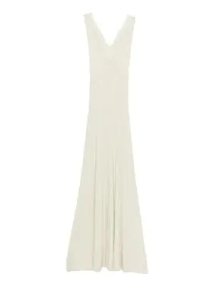 Nanushka Lace Trimmed V-neck Maxi Dress - White