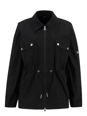 Barbour Collared Zip-up Jacket With Adjustable Waist And Patch Pockets - Black