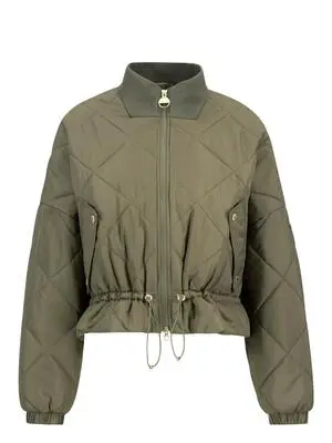 Barbour Quilted Jacket With Funnel Neck And Studded Pockets - Green
