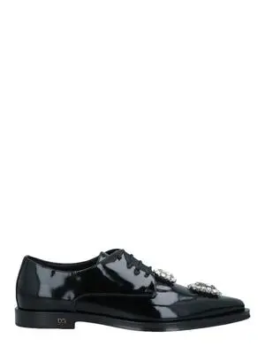 Dolce & Gabbana Embellished Pointed Toe Lace Up Shoes - Black