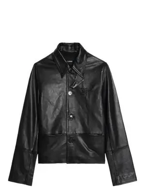 Zadig&Voltaire Lessa Leather Button Jacket - Black
