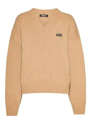 ROTATE BY BIRGER CHRISTENSEN V-neck Wool And Cashmere Blend Sweater - Beige