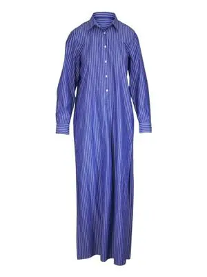 NILI LOTAN Striped Shirt Maxi Dress - Blue