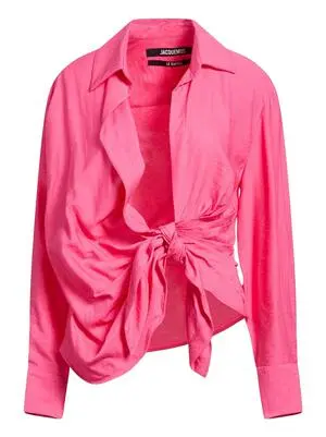 Jacquemus Long Sleeve Draped Tie Shirt - Pink