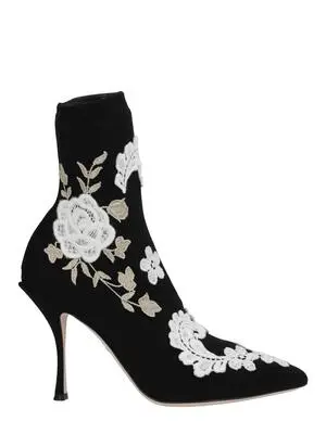 Dolce & Gabbana Embellished Print Sock Ankle Boots - Black