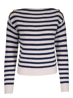 NILI LOTAN Nili Lotan Tandy Striped Button Shoulder Sweater Black