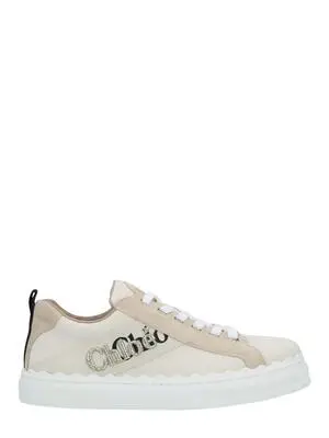 Chloé Two-tone Canvas Sneakers With Logo - Beige