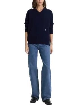SPORTY  RICH Sporty & Rich V-neck Sweater With Embroidered Logo - No