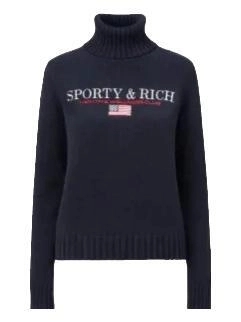 SPORTY  RICH Sporty & Rich Knitted Turtle-neck Sweater With Embroidered Detailing - No